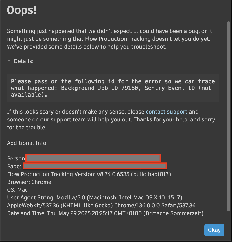 "Background Job ID, Sentry Event ID (not available)" when adding a ...