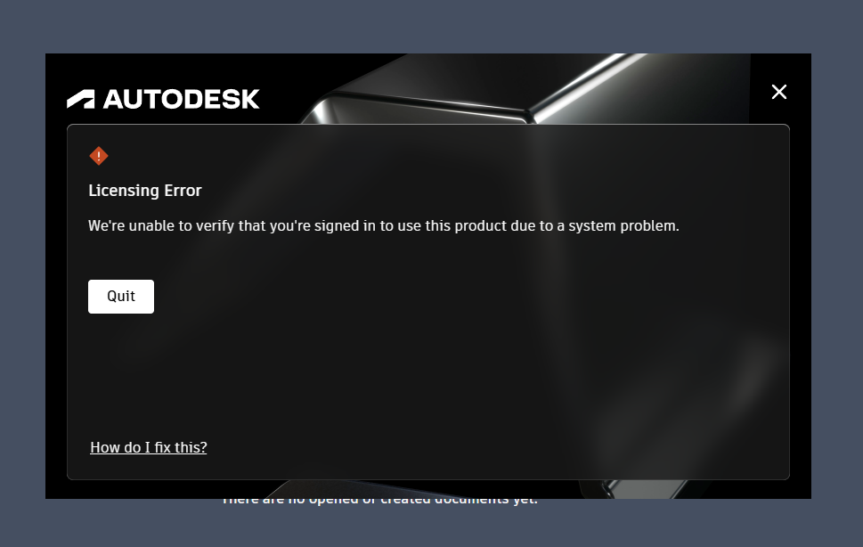 "Licensing Error. We are unable to verify you're signed in to use this product due to a system ...