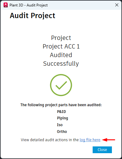 How to project audit an AutoCAD Plant 3D Collaboration project