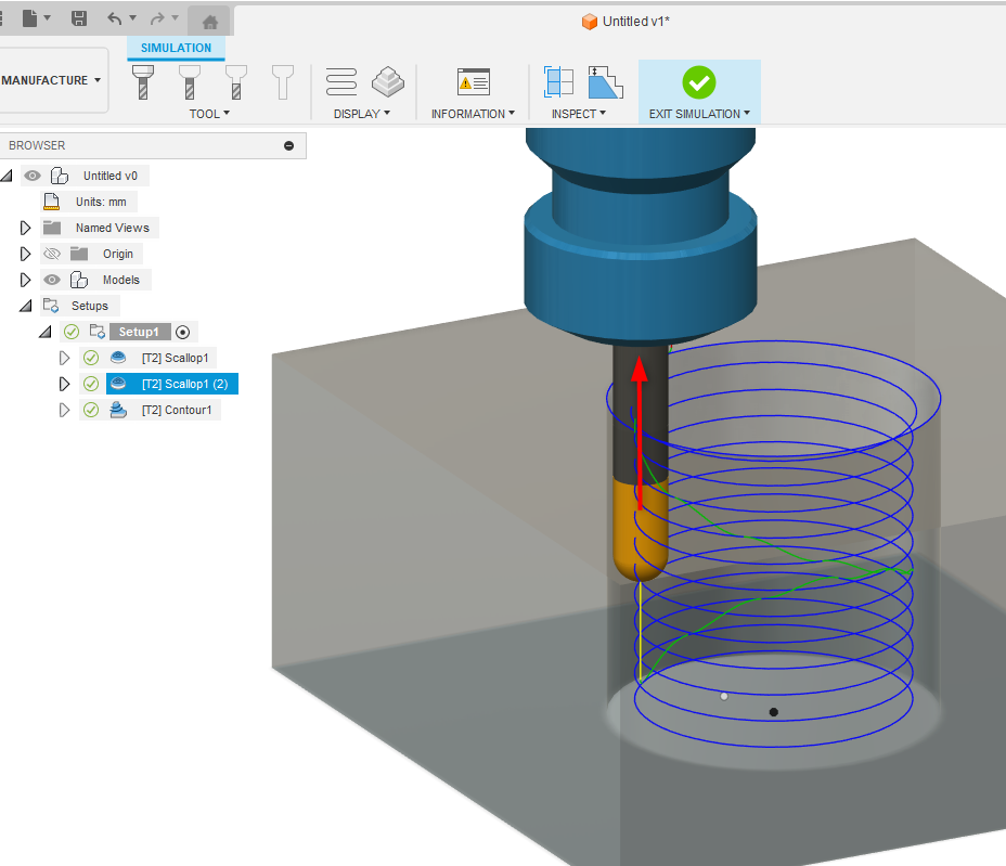 How to edit scallop toolpath exit position to centre of pocket in ...