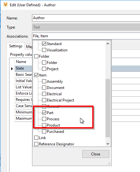 How to add CAD file properties to associated Vault Items