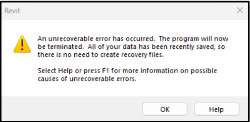 An Unrecoverable Error Has Occurred When Launching Revit