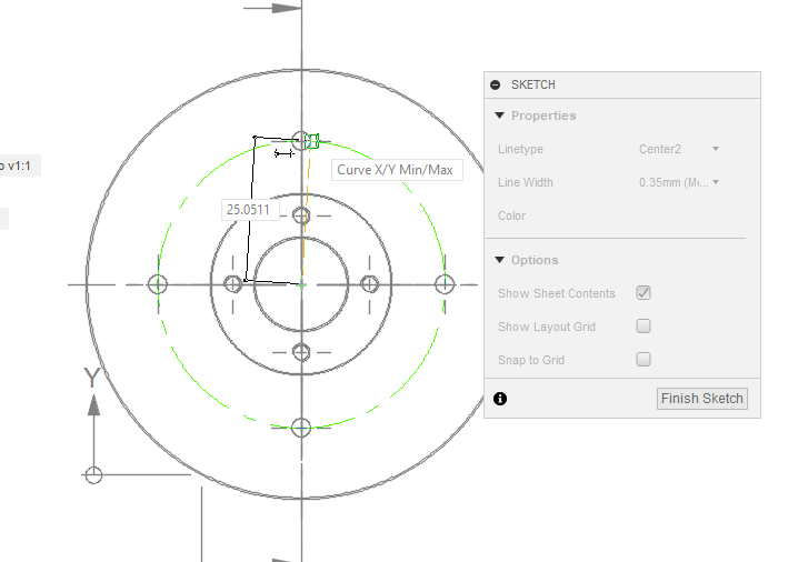 How to create a sketch circle centerline on a Fusion 360 drawing view