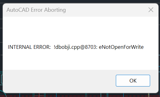 "INTERNAL ERROR:!dbobji.cpp@XXXX: eNotOpenForWrite" when copying objects to clipboard in a ...