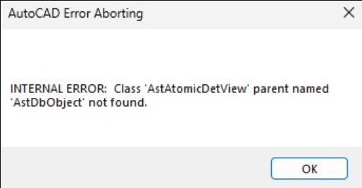 "Unhandled Exception c0000027..." and crash when an Advance Steel model is referenced into AutoCAD