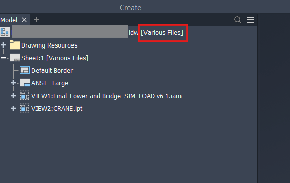 Drawing file name labeled as Various files in Inventor