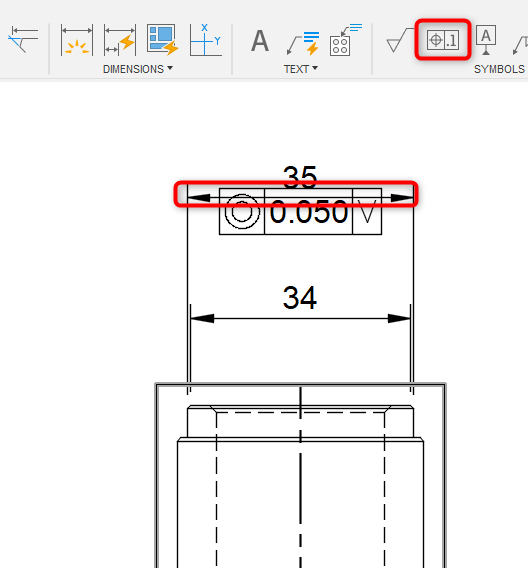 Feature control frames of GD&T symbols spacing has overlapping in Fusion