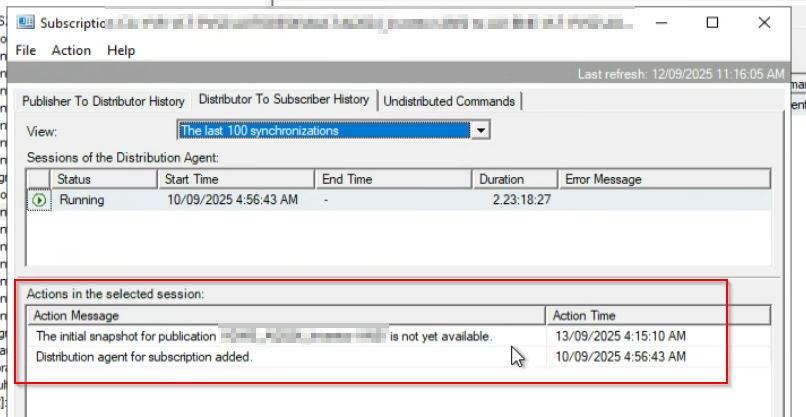"The initial snapshot for publication '{database}' is not yet available" when trying to ...