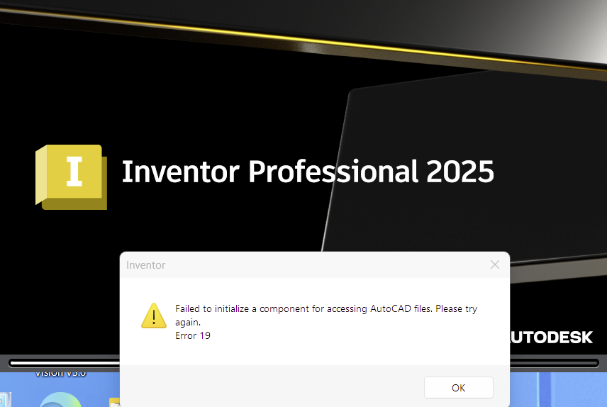Failed To Initialize A Component For Accessing Autocad Files Error 16 Or Error 19 Is