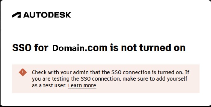 "SSO for the domain is not turned on" while signing in with SSO account