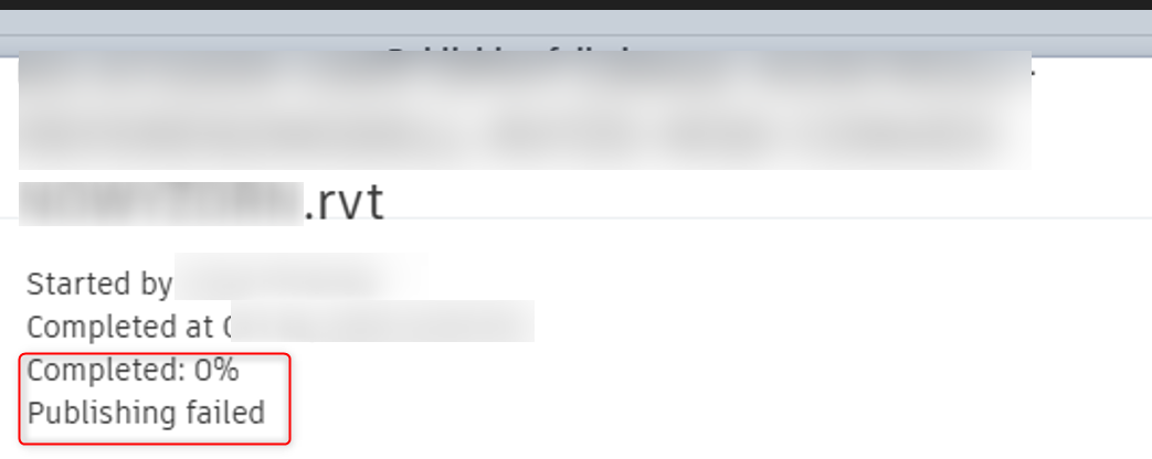 "Publishing failed" error message appears in Design Collaboration ACC
