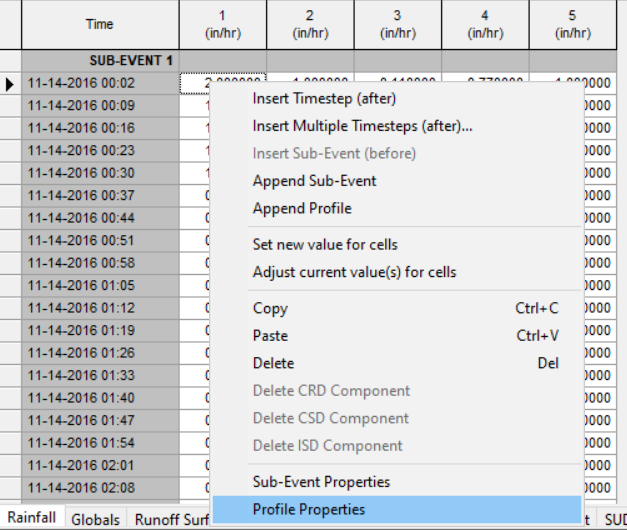 Batch edit user defined rainfall event properties in InfoWorks ICM