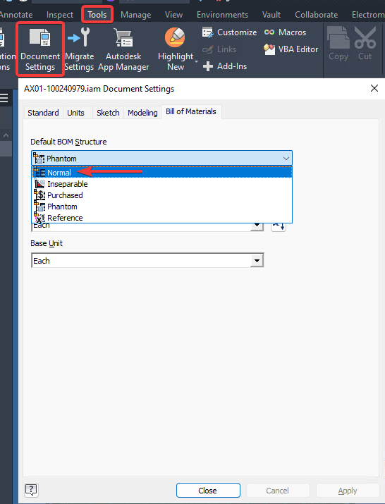 An Inventor assembly cannot be assigned an Item in Vault Client