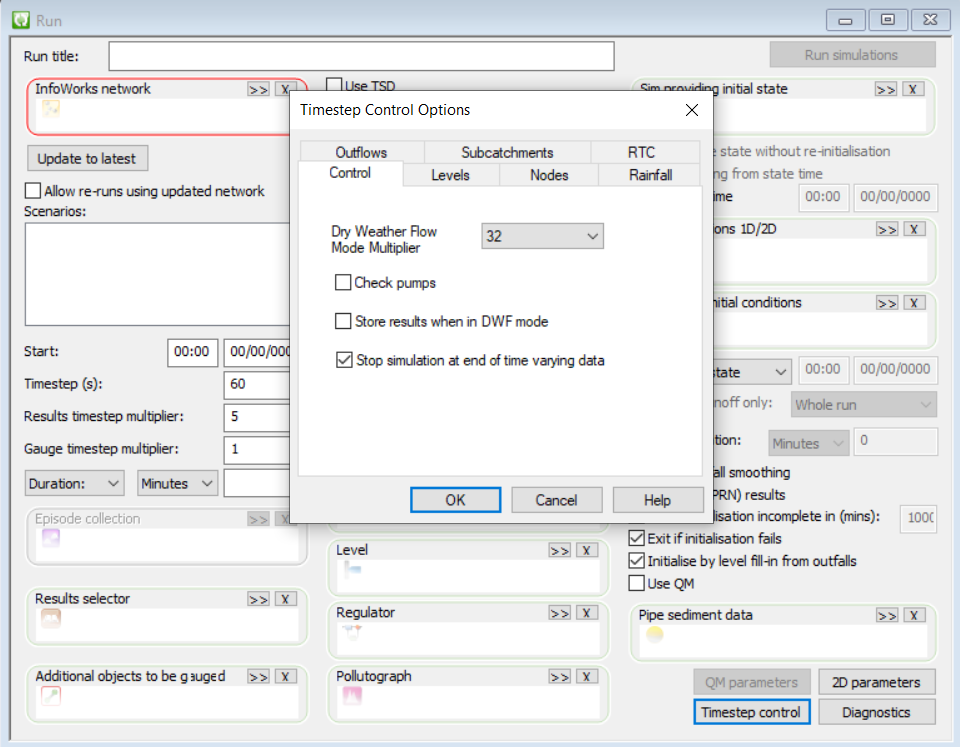 Stopping a simulation at the end of time varying data in InfoWorks ICM