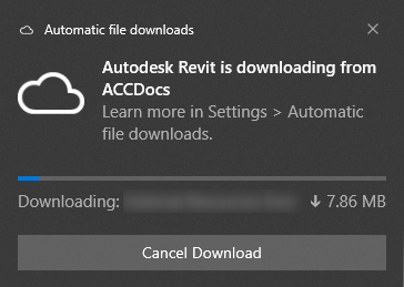 "Automatic file downloads" selecting files for linking in Revit