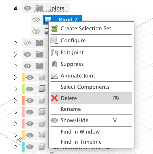 How to delete or remove a joint in Fusion