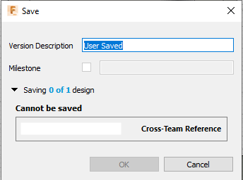 "Cross-Team Reference" when trying to save a design in Fusion
