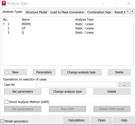 No combinations are displayed in the "Analysis types" dialog when working with a nonlinear model ...