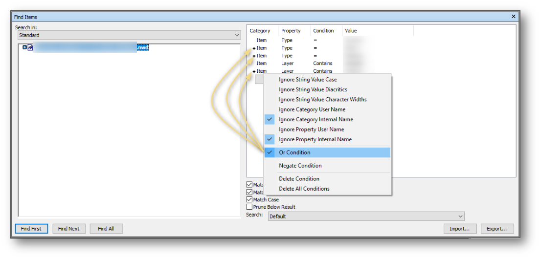 How to negate one or more search conditions in find items in Navisworks ...