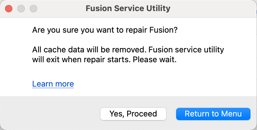 Overview of Repair Fusion Command from Fusion Service Utility