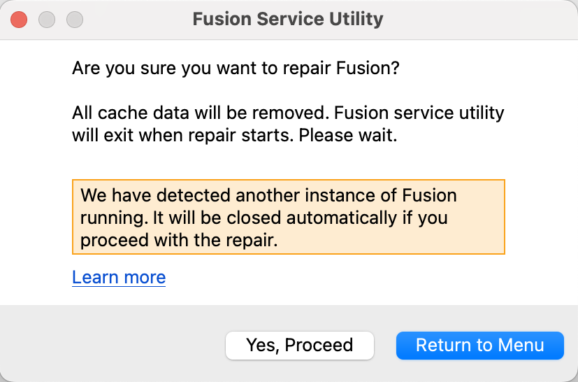 Overview of Repair Fusion Command from Fusion Service Utility
