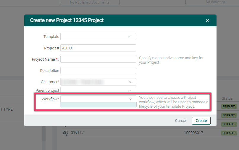 Unable to create a workflow for new project type in Upchain