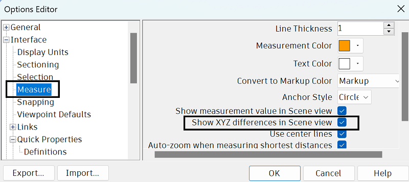 How to enable XYZ measurement values in Navisworks