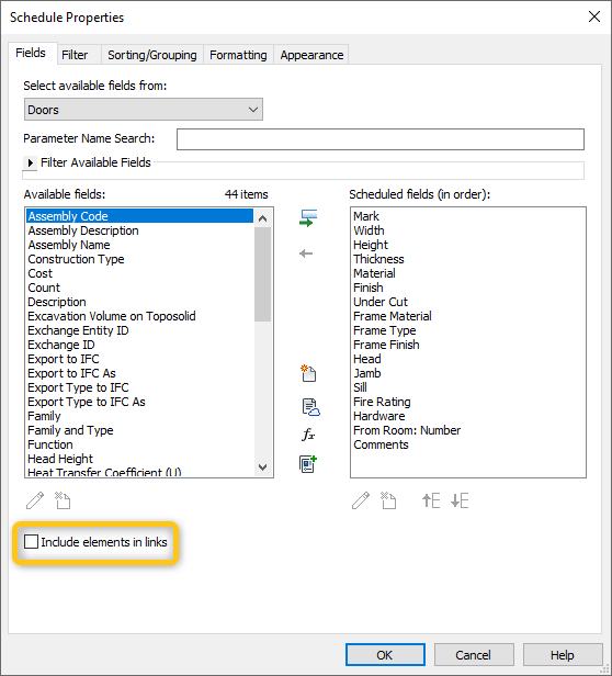 Levels not existing in the model occur in Revit schedules