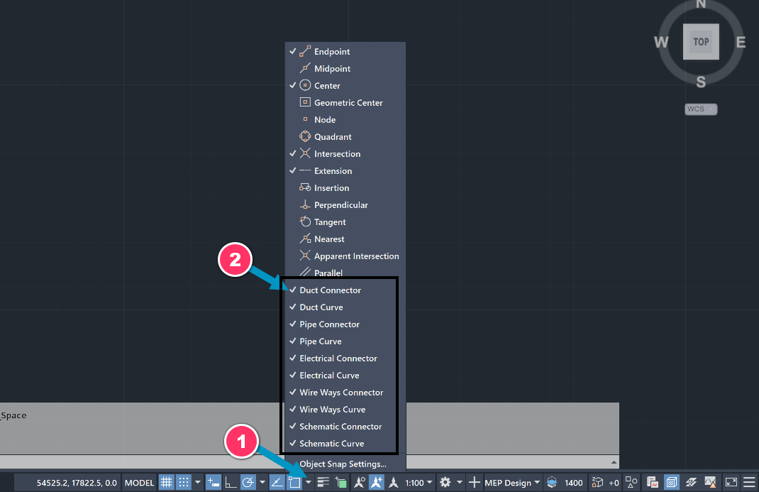 MEP Object snap not working in AutoCAD MEP