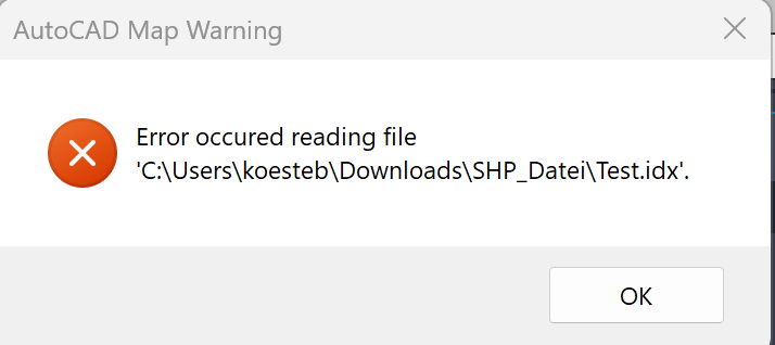 Error Occurred Reading File Xidx With Import Esri Shp File With 