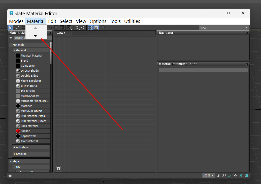 Incorrect scaling drop down menu when using Slate Material Editor in 3ds Max 2023