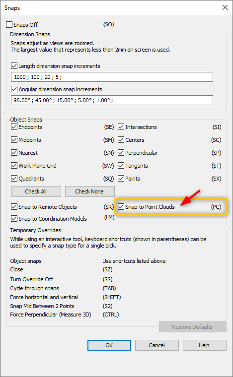 How to measure and annotate point clouds in Revit?