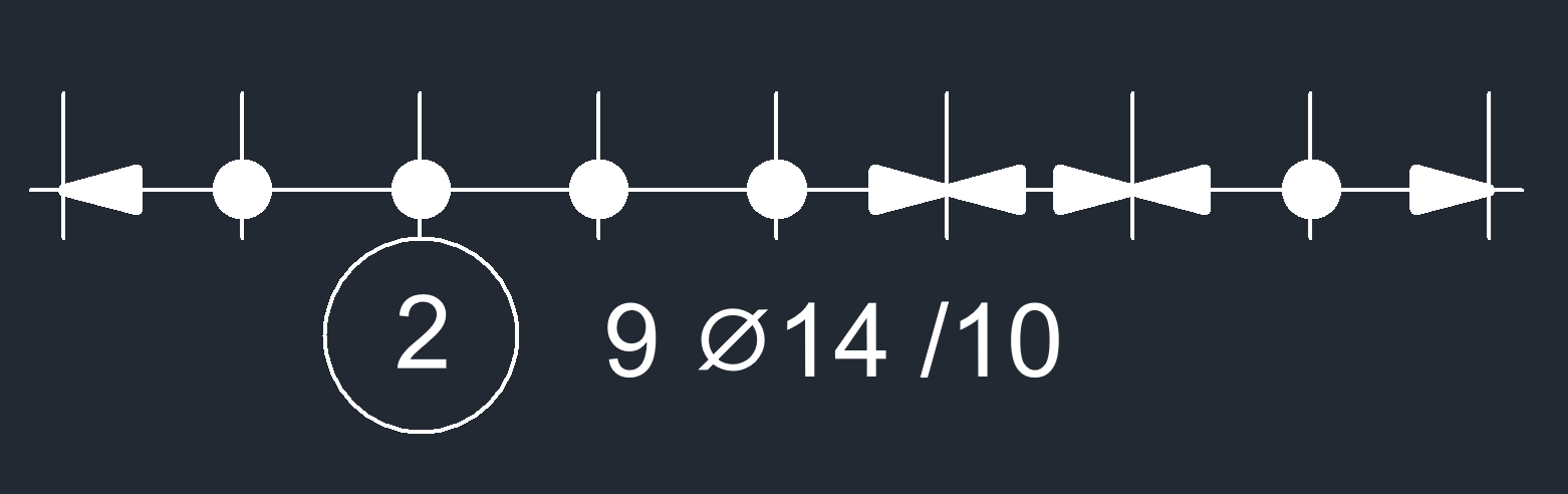Multi-rebar annotations show start / end arrows in the middle of ...