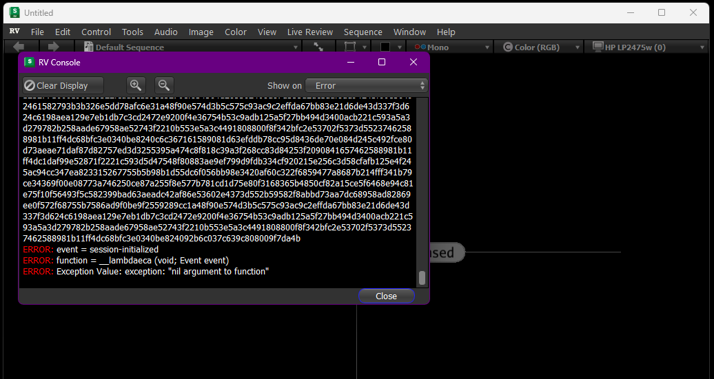 错误： 意外的会话格式“ 且 RV 未通过 Flow Production Tracking 集成启动