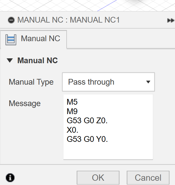 Spindle stops above the part when we use manual stop program in Fusion