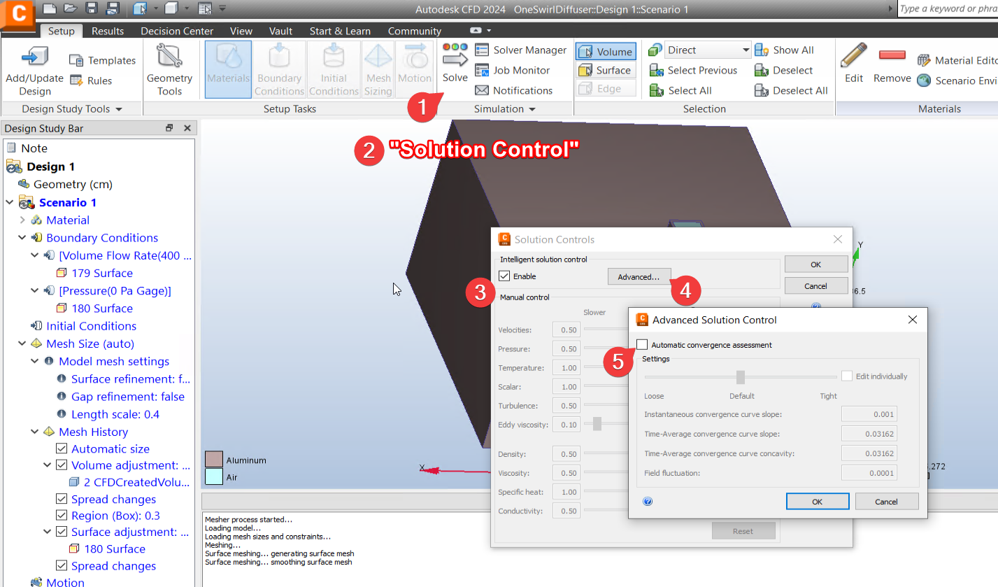 How to disable automatic convergence assessment in Autodesk CFD