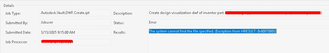 "The system cannot find the file specified. (Exception from HRESULT: 0x80070002)" when creating ...