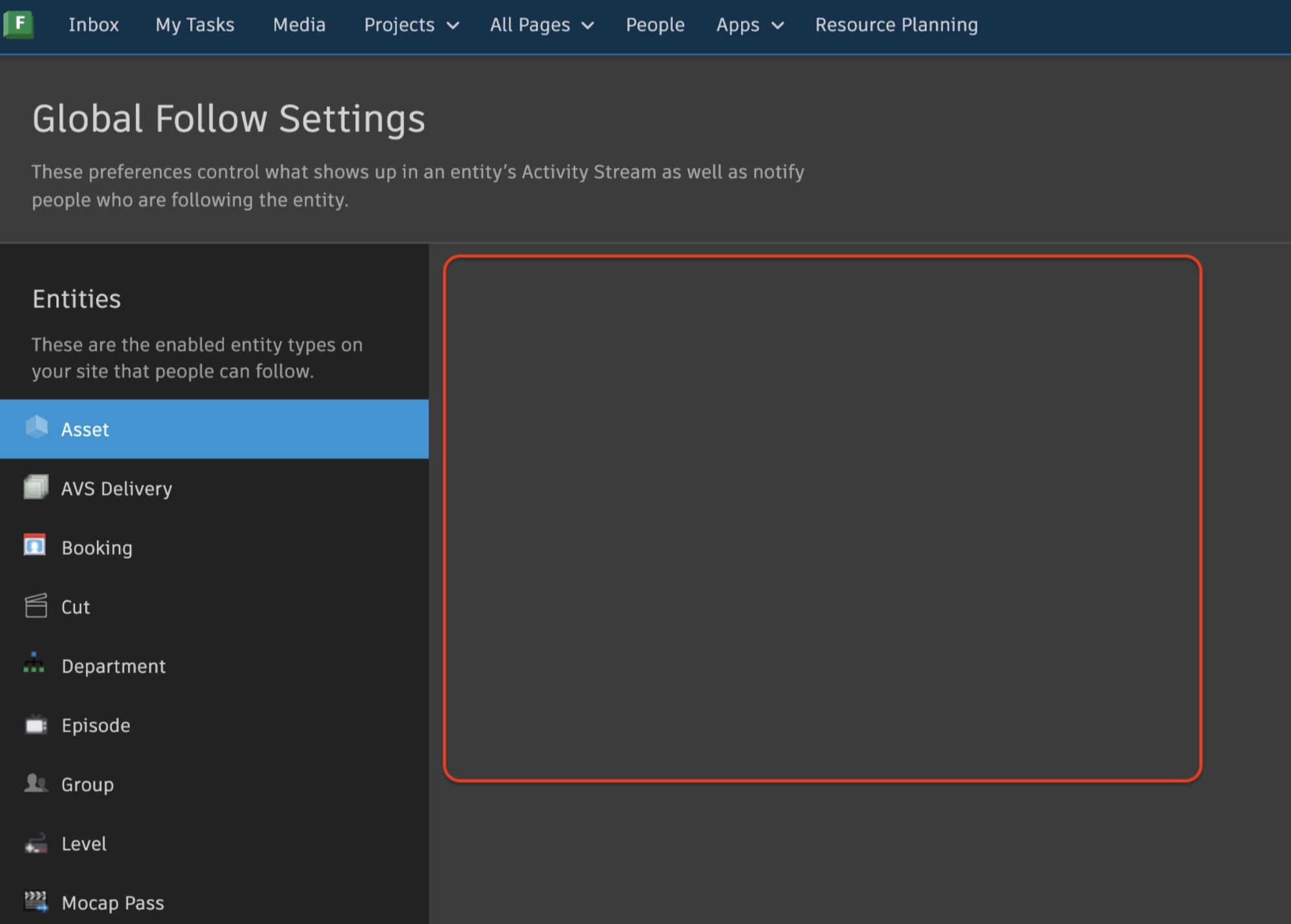 Nothing appears in Global Follow Settings for Asset fields in Flow Production Tracking
