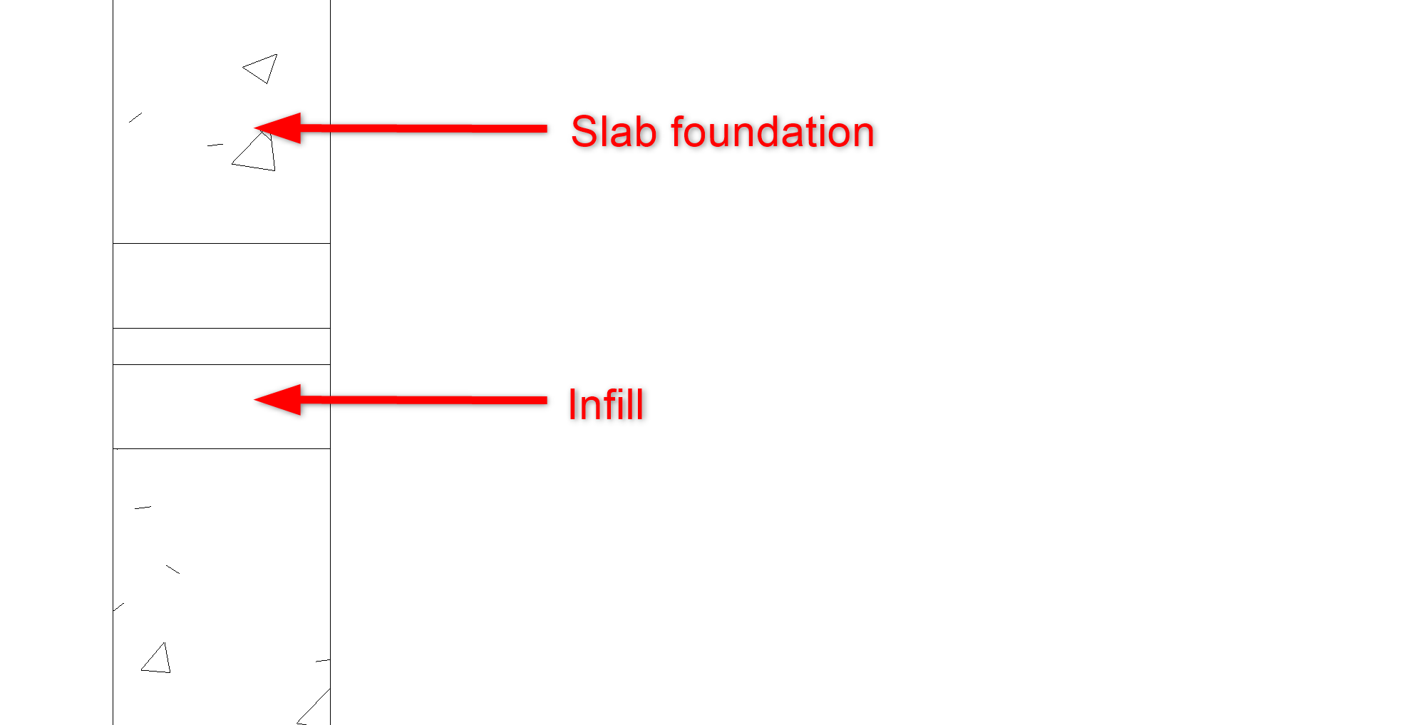 Foundation slab infills created by openings in later phase have visible ...