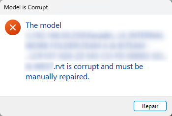 "The model [...] is corrupt and must be manually repaired" when trying to save a particular ...