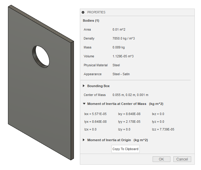 How to calculate the 2D mass properties of a cross section in Fusion