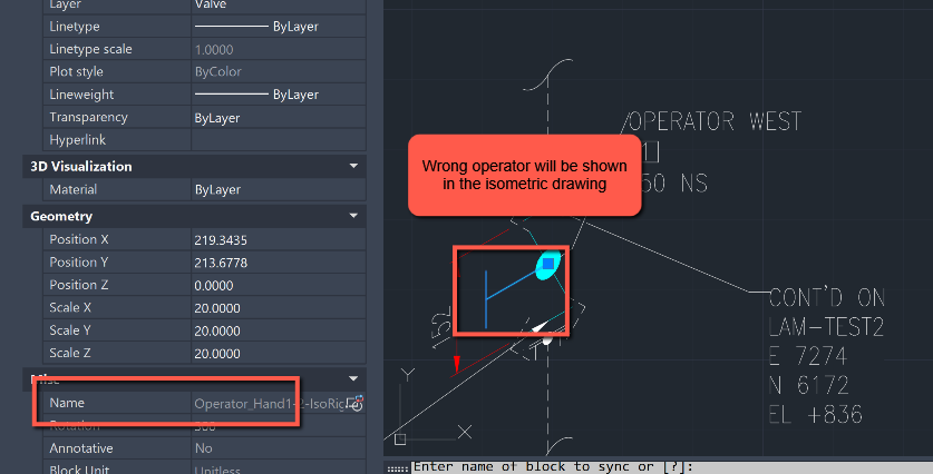 Wrong valve operator will be shown in AutoCAD Plant 3D isometric drawing