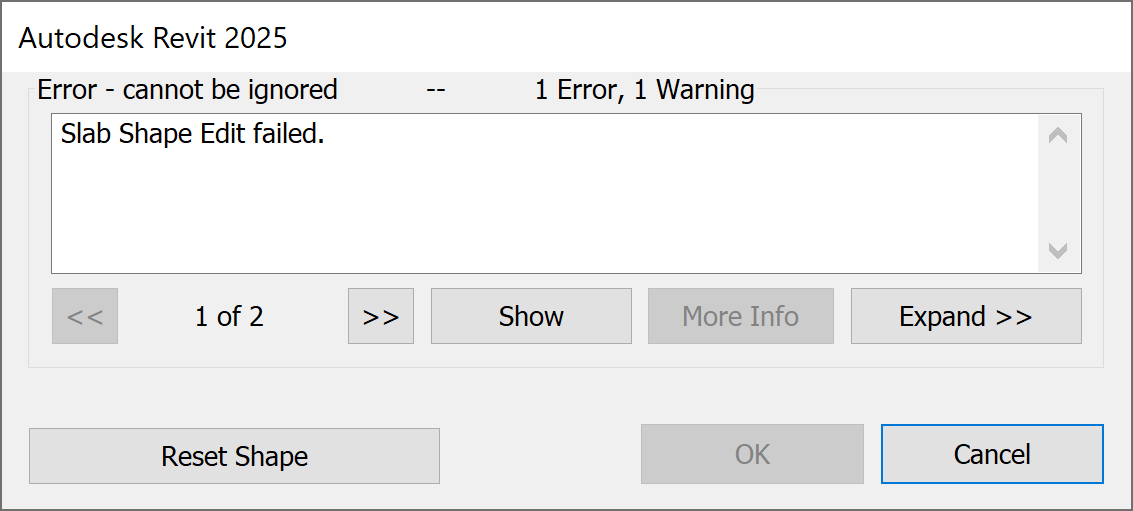 “Slab Shape Edit failed” or “Revit cannot generate a toposolid…” when using Link Topography in Revit