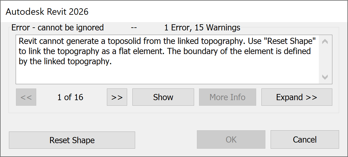 “slab Shape Edit Failed” Or “revit Cannot Generate A Toposolid…” When Using Link Topography In Revit