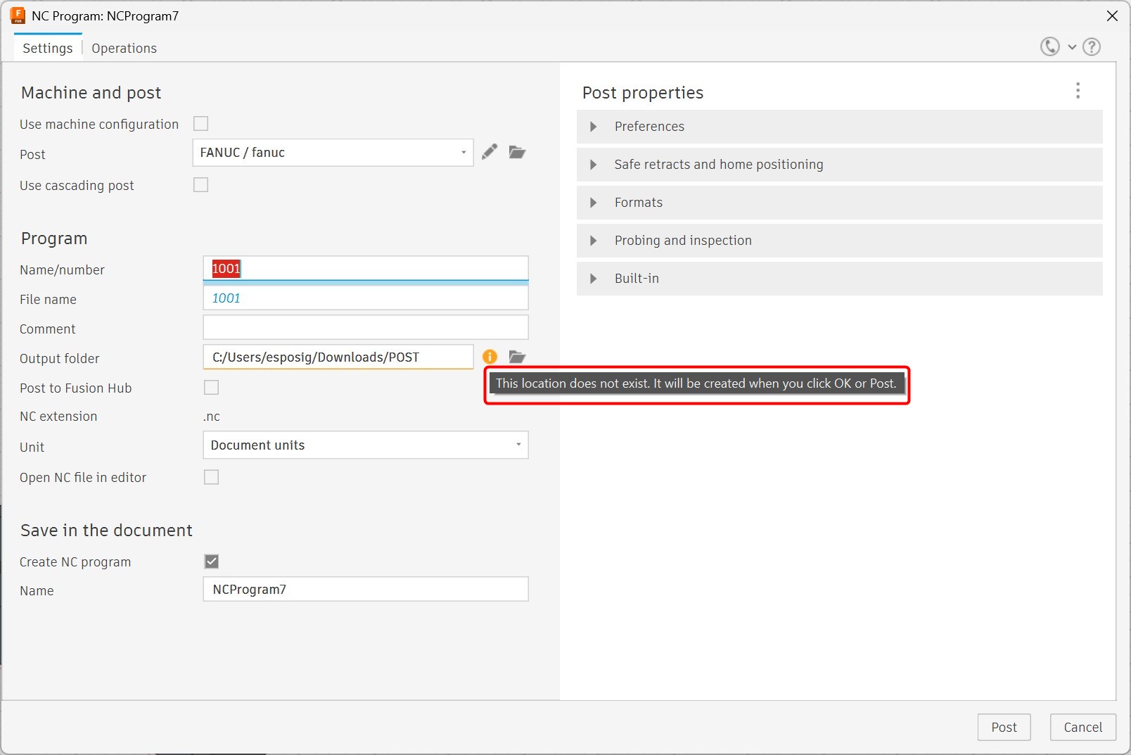 Crash when clicking, editing, or posting NC Program in Fusion