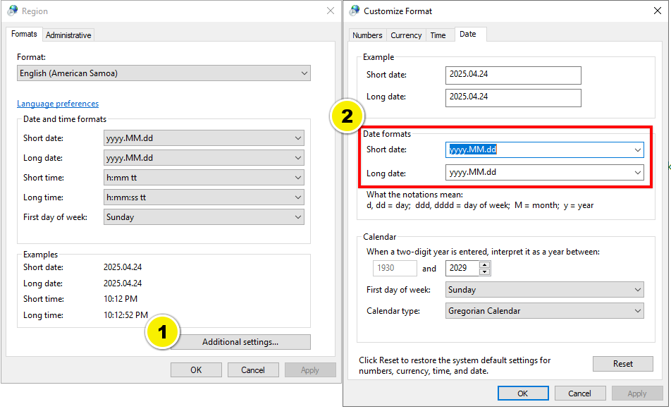 How can the date format be changed in Inventor