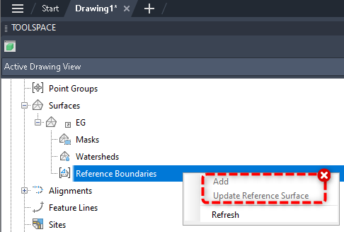 Surface Reference Boundary not available in Civil 3D