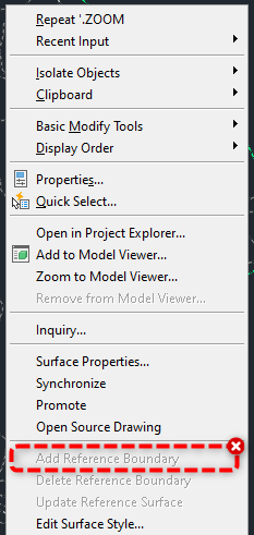 Surface Reference Boundary not available in Civil 3D