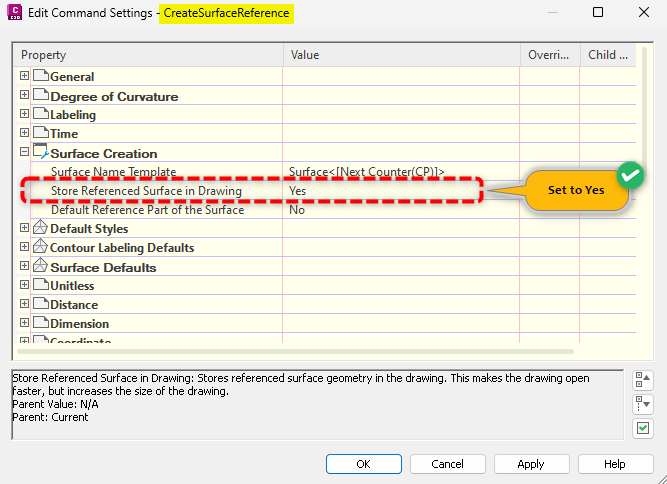 Surface Reference Boundary not available in Civil 3D