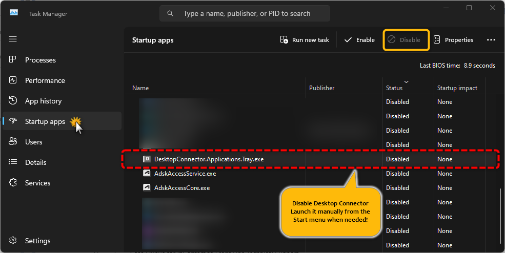 How to not select any Projects in Desktop Connector